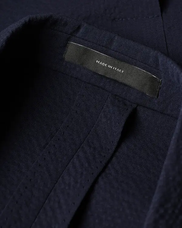 Paul Smith Dark Navy Seersucker Double-breasted Blazer - Blue