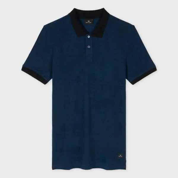 Paul Smith Navy Patchwork Jacquard Polo Shirt