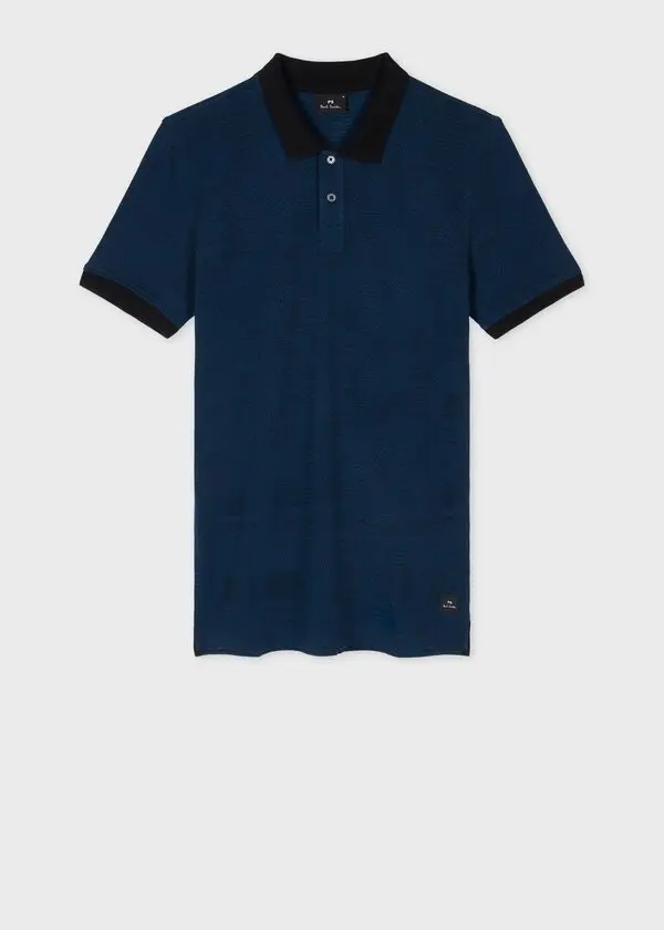 Paul Smith Navy Patchwork Jacquard Polo Shirt