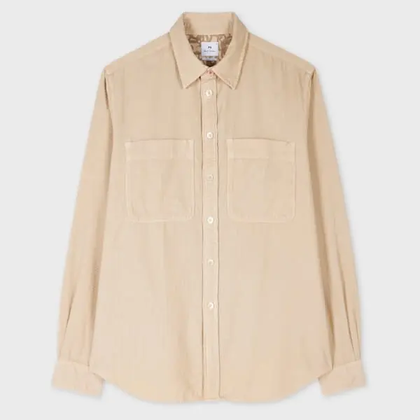 Paul Smith Ecru Corduroy Patch-pocket Shirt