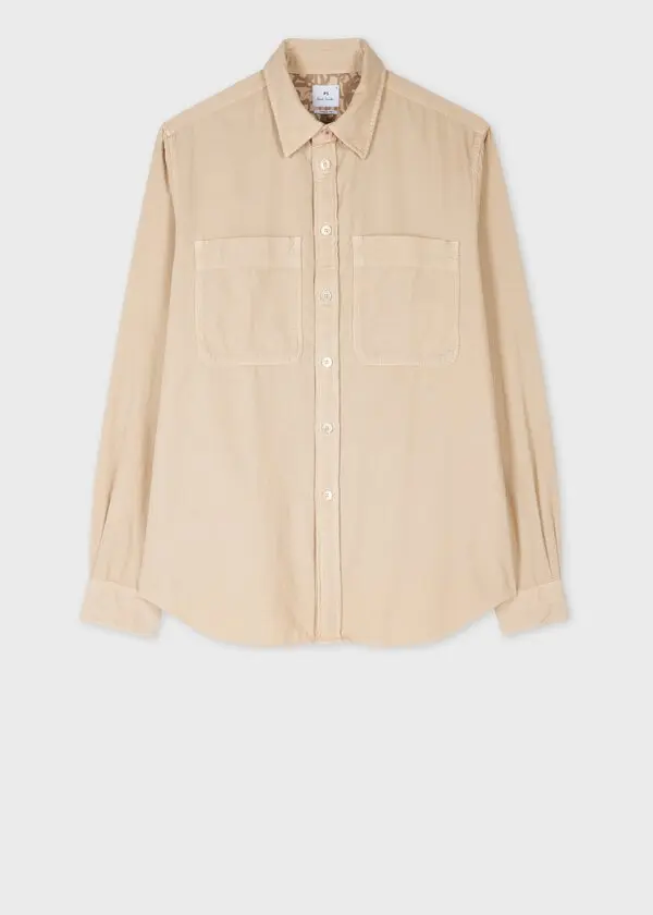 Paul Smith Ecru Corduroy Patch-pocket Shirt
