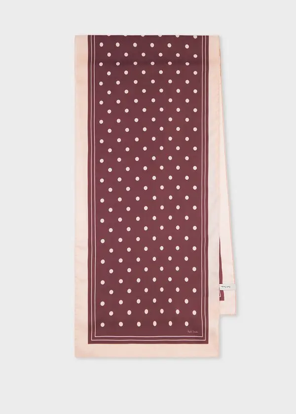 Paul Smith Burgundy And Silk Polka Dot Scarf - Pink