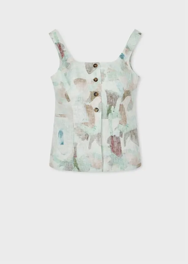 Paul Smith Floral Paint Studies Linen Vest Top
