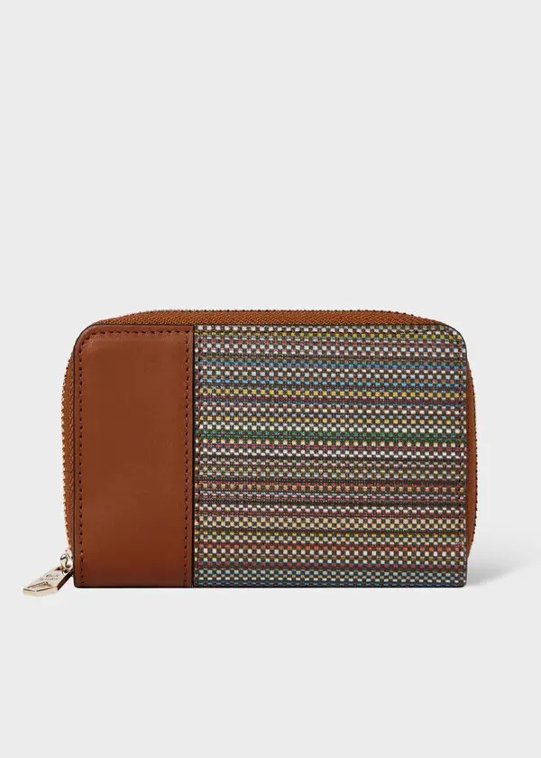 Paul Smith Signature Stripe' Coated Canvas Small Zip Around Purse