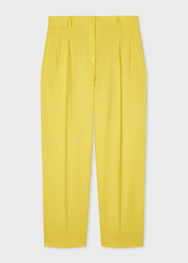 Paul Smith Citrine Wool Hopsack Pleated Trousers
