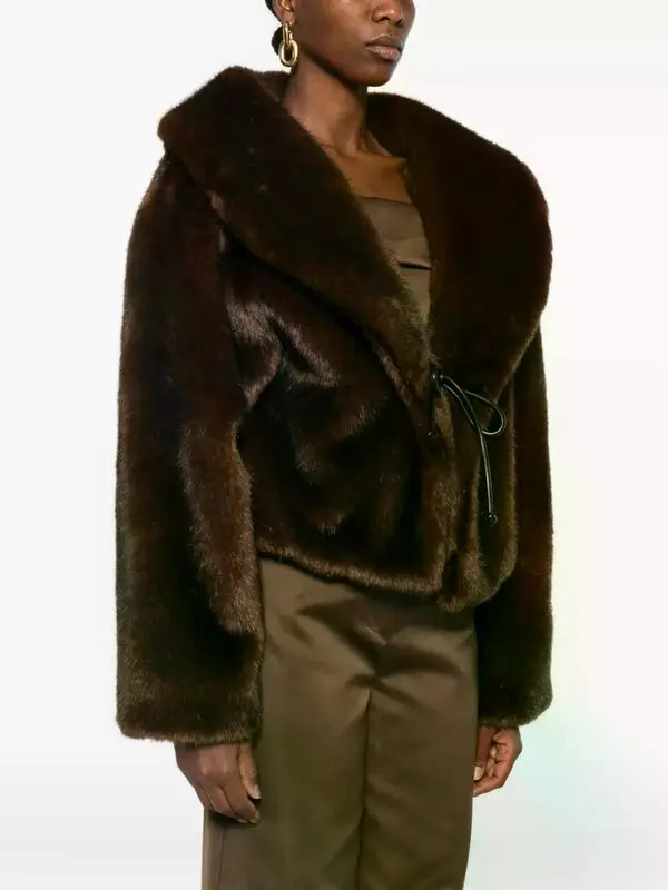 Nanushka Shawl-collar Faux Fur Cropped Jacket