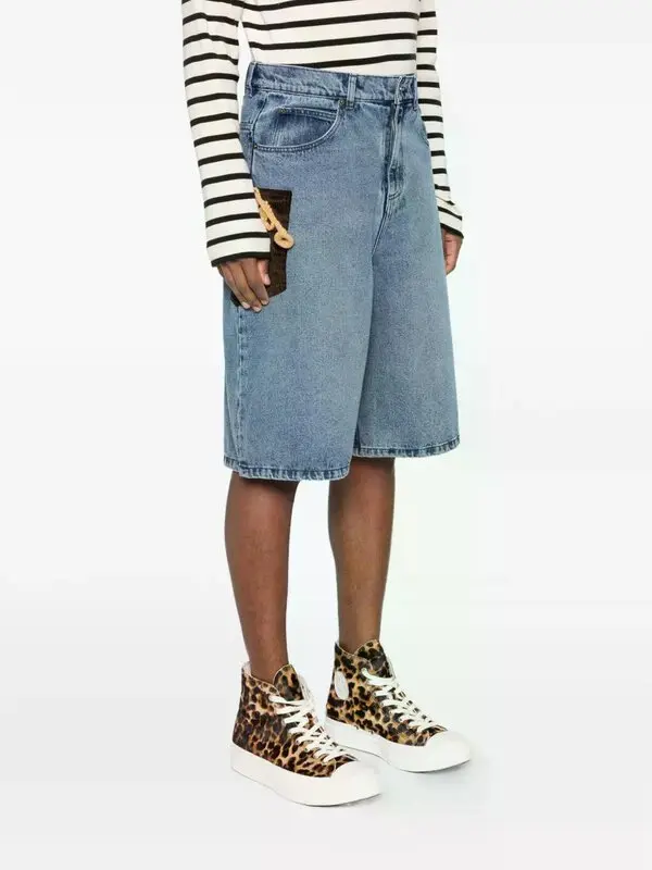 CHARLES JEFFREY Patch-pocket Denim Shorts - Blue