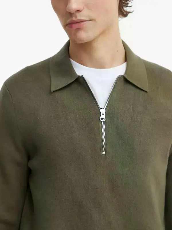 SAMSOE SAMSOE Zip-up Collared Knitted Polo Shirt - Green