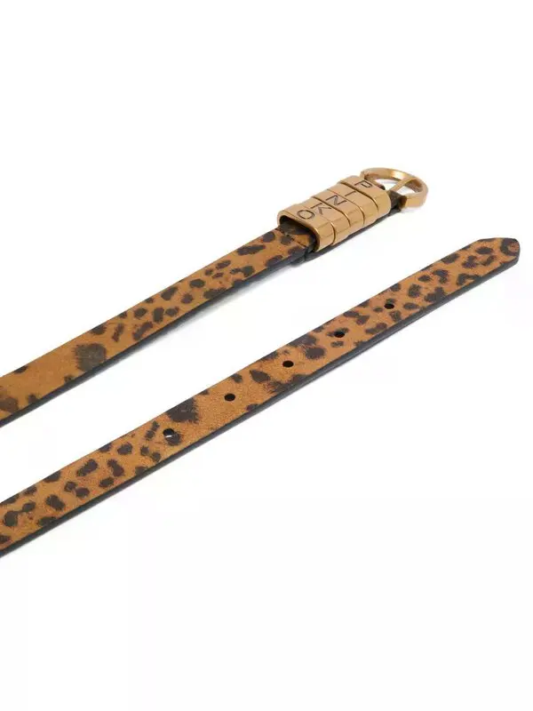 Pinko Leopard Print Buckle Belt - Brown