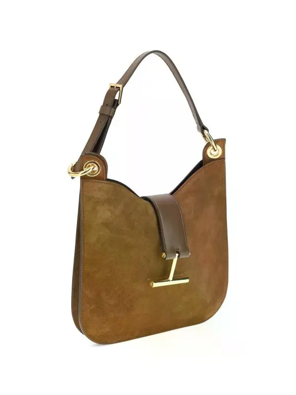 TOM FORD Buckle Smooth Calf Suede Shoulder Bag