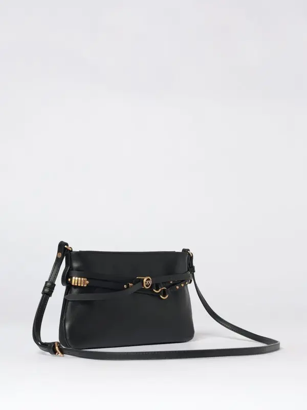 Pinko Leather Belt Bag With Stud Embellishments - Black
