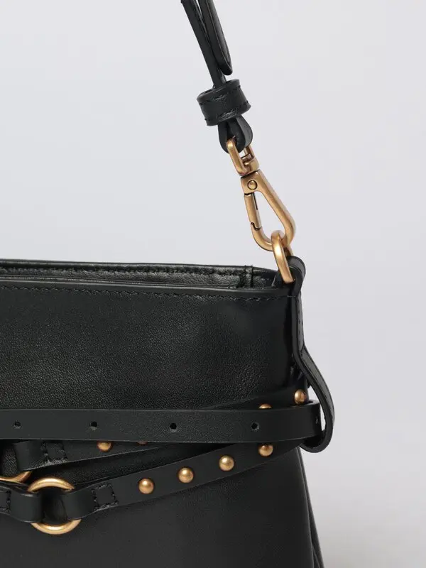 Pinko Leather Belt Bag With Stud Embellishments - Black