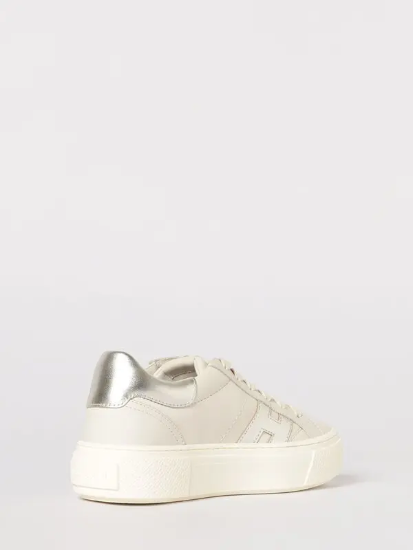 Hogan Crosswind Platform Sneakers In Smooth And Laminated Calfskin - Platinum