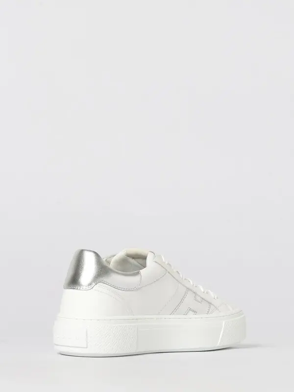 Hogan Crosswind Platform Sneakers In Smooth And Laminated Calfskin - White