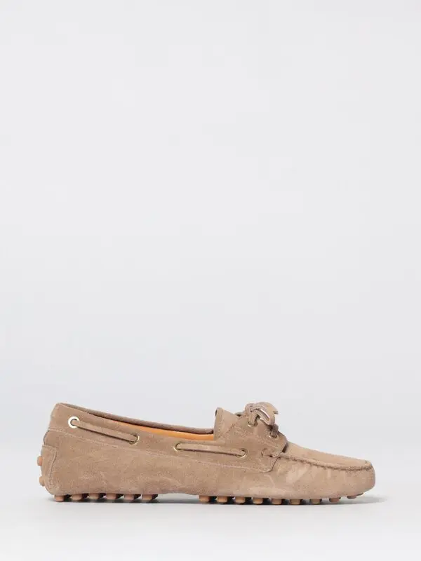 TOD'S Suede Gommino Boat Loafers - Beige
