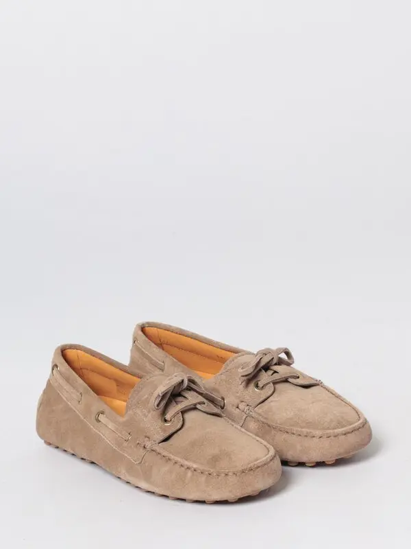 TOD'S Suede Gommino Boat Loafers - Beige