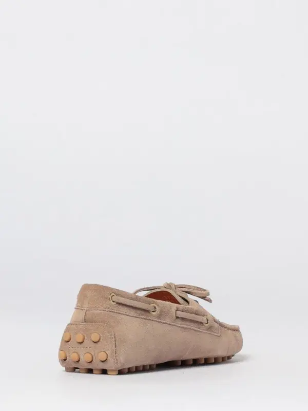 TOD'S Suede Gommino Boat Loafers - Beige