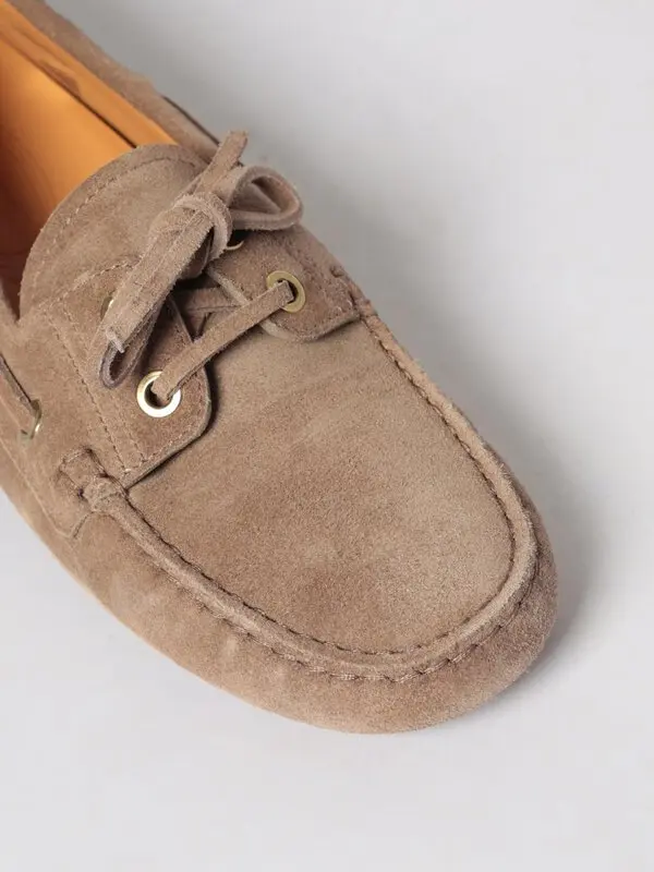 TOD'S Suede Gommino Boat Loafers - Beige