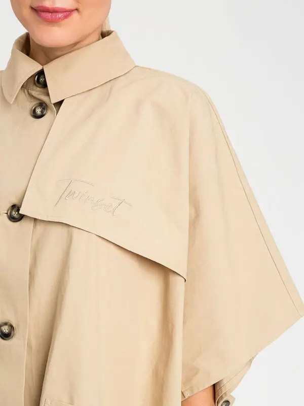 TWINSET Cotton Gabardine Poncho Trench