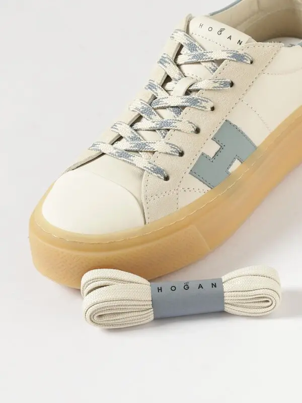 Hogan Crosswind Leather And Suede Sneakers - Gnawed Blue