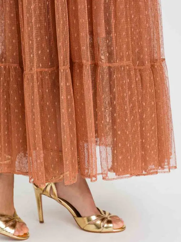 TWINSET Polka Dot Point D'esprit Tulle Midi Skirt