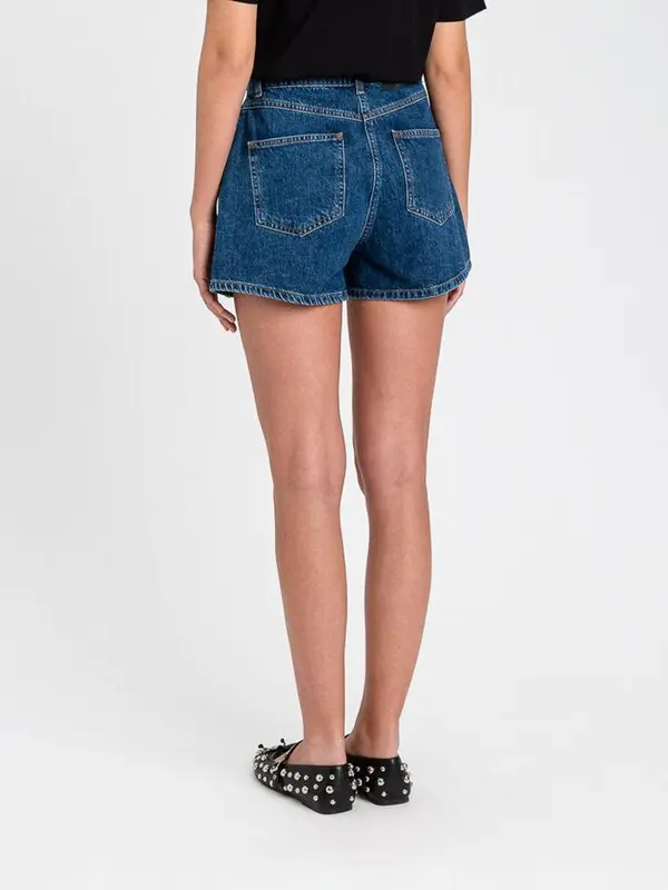 TWINSET Shorts With Rhinestone Embellishments - Denim
