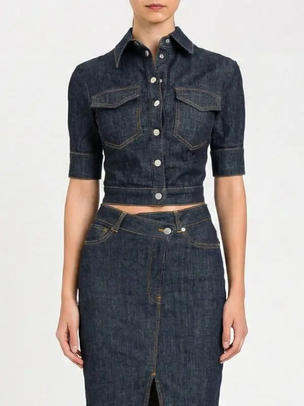 TWINSET Cropped Shirt With Rhinestone Embellishments