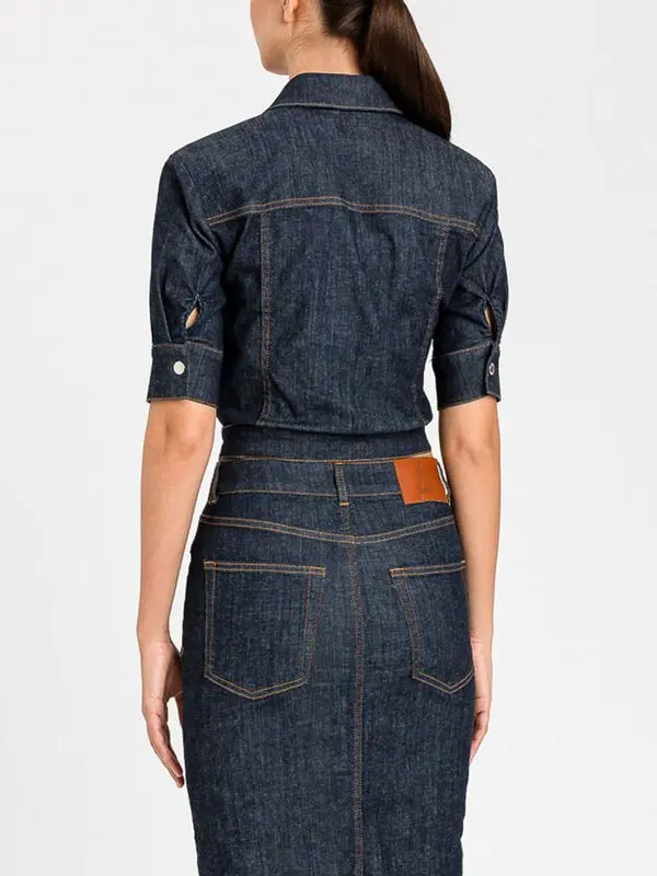 TWINSET Cropped Shirt With Rhinestone Embellishments