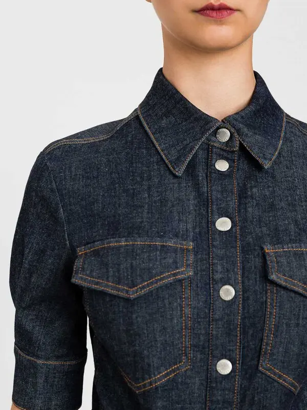 TWINSET Cropped Shirt With Rhinestone Embellishments