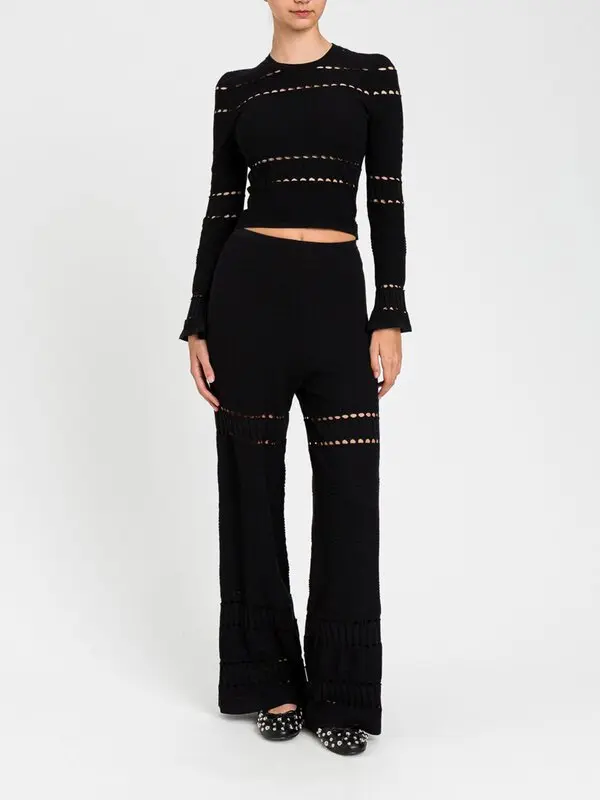 TWINSET Long Sleeve Knit Top With Openwork Detail