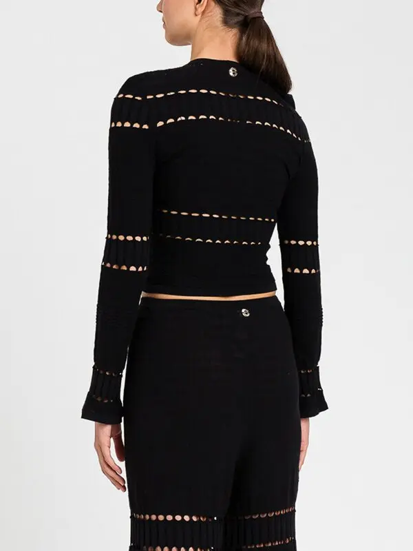 TWINSET Long Sleeve Knit Top With Openwork Detail