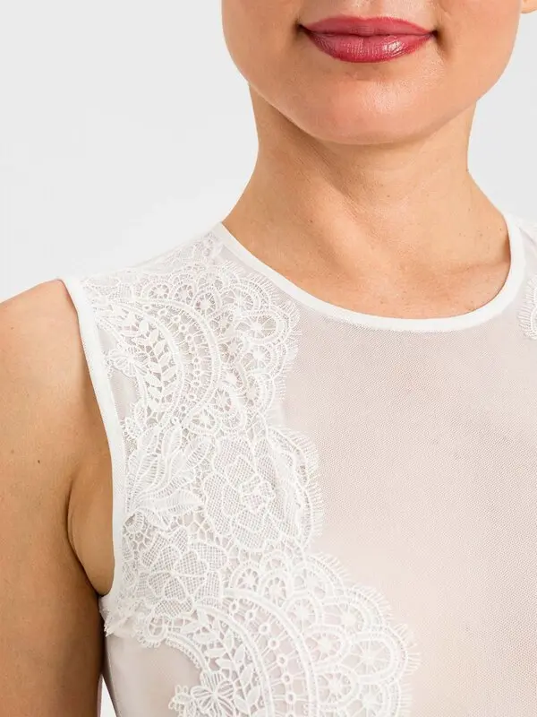 TWINSET Sleeveless Lace Bodysuit Top