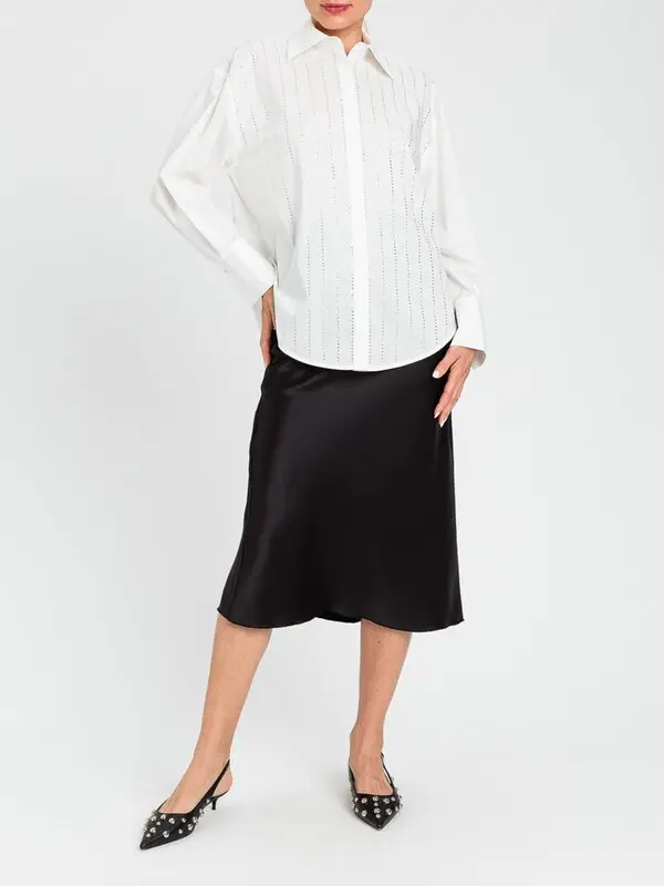 TWINSET Stretch Cotton Shirt With Rhinestone Embellishments