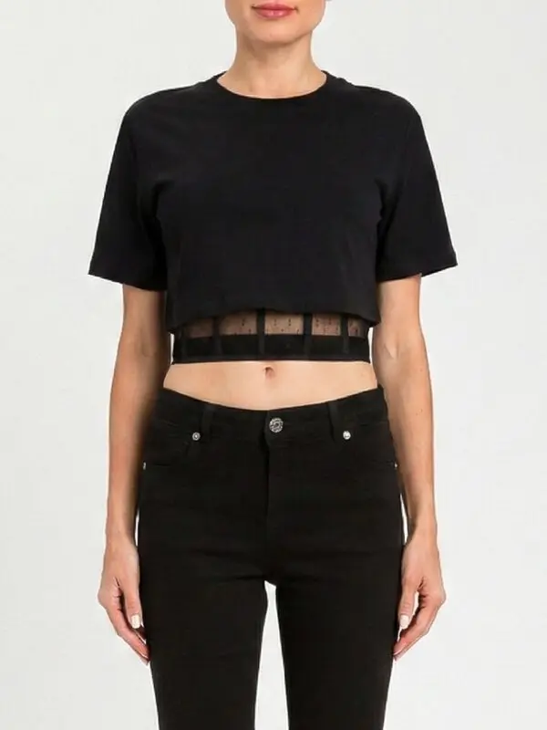 TWINSET Cropped T-shirt With Mesh Detail