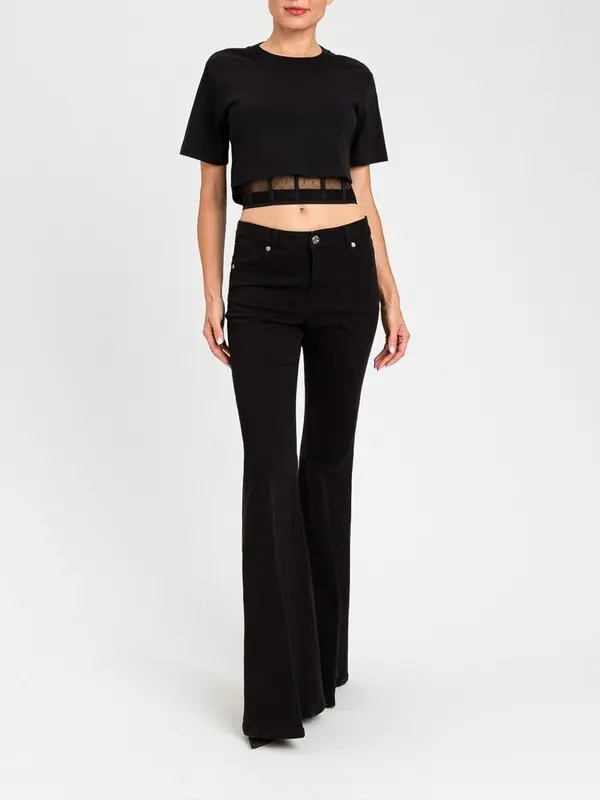TWINSET Cropped T-shirt With Mesh Detail