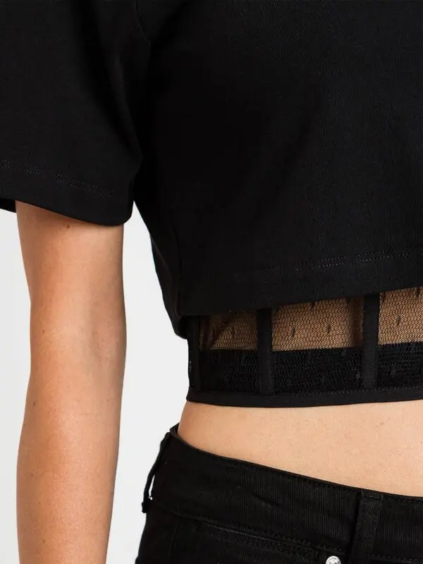 TWINSET Cropped T-shirt With Mesh Detail