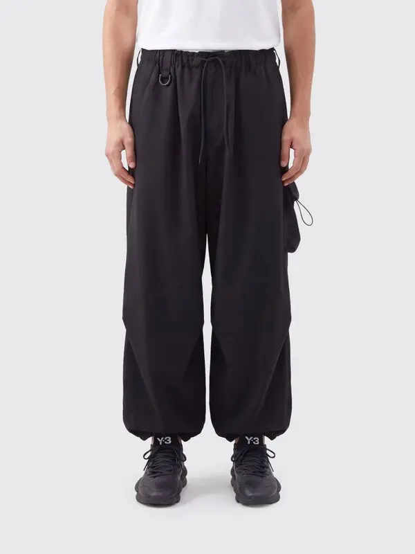 Y3 Wide-leg Technical Fabric Cargo Trousers With Drawstring