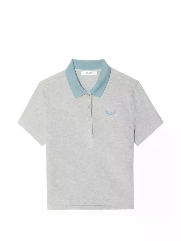 Zadig&Voltaire Mirta Logo-detail Cropped Polo Top - Grey