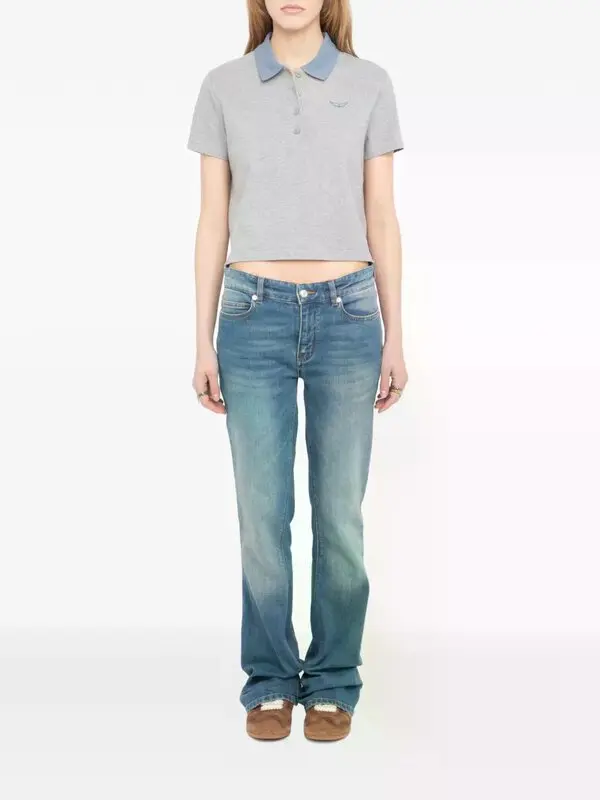 Zadig&Voltaire Mirta Logo-detail Cropped Polo Top - Grey