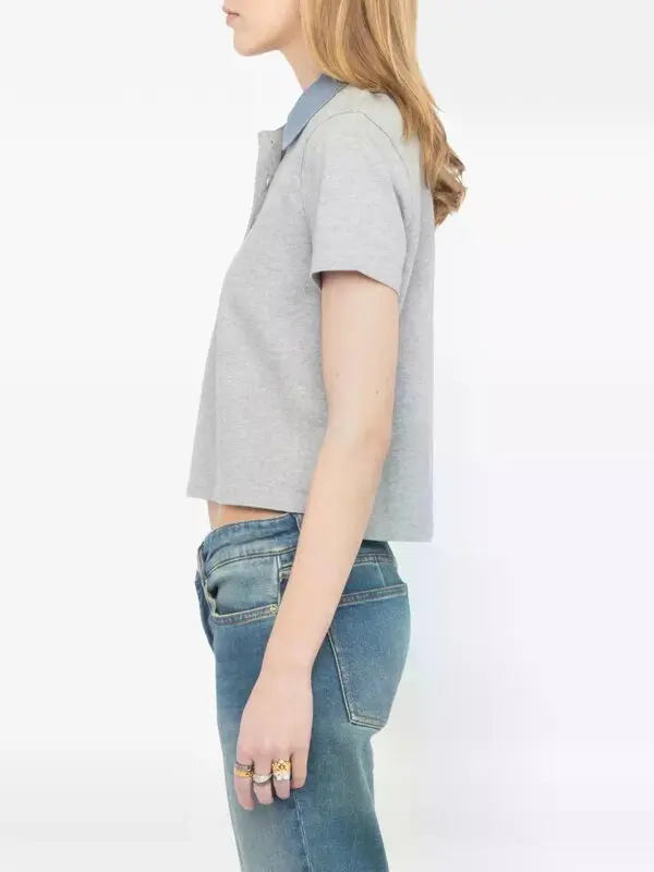 Zadig&Voltaire Mirta Logo-detail Cropped Polo Top - Grey