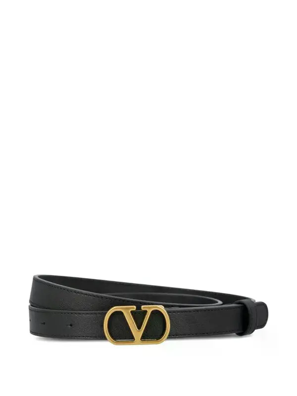 Valentino Garavani Vlogo Signature Leather Belt - Black