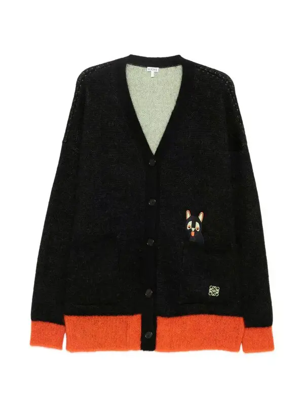 Loewe Embroidered Cardigan - Black