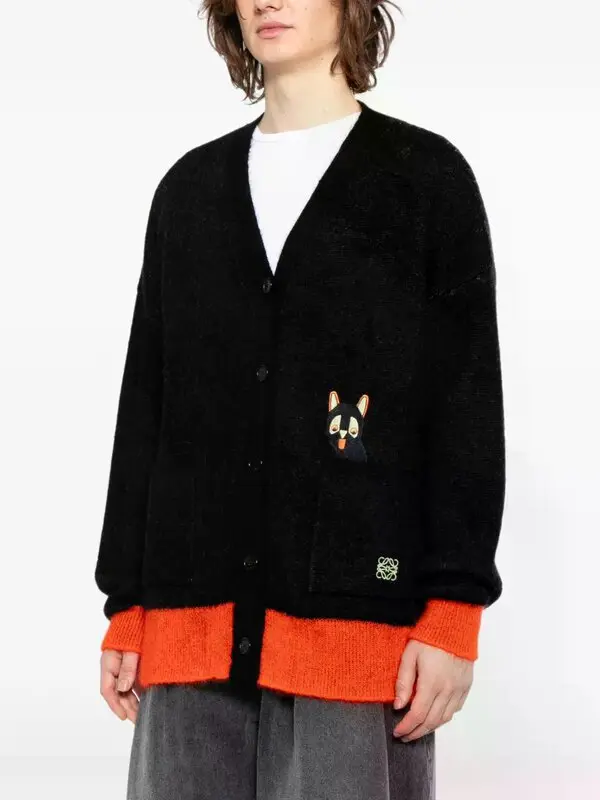 Loewe Embroidered Cardigan - Black