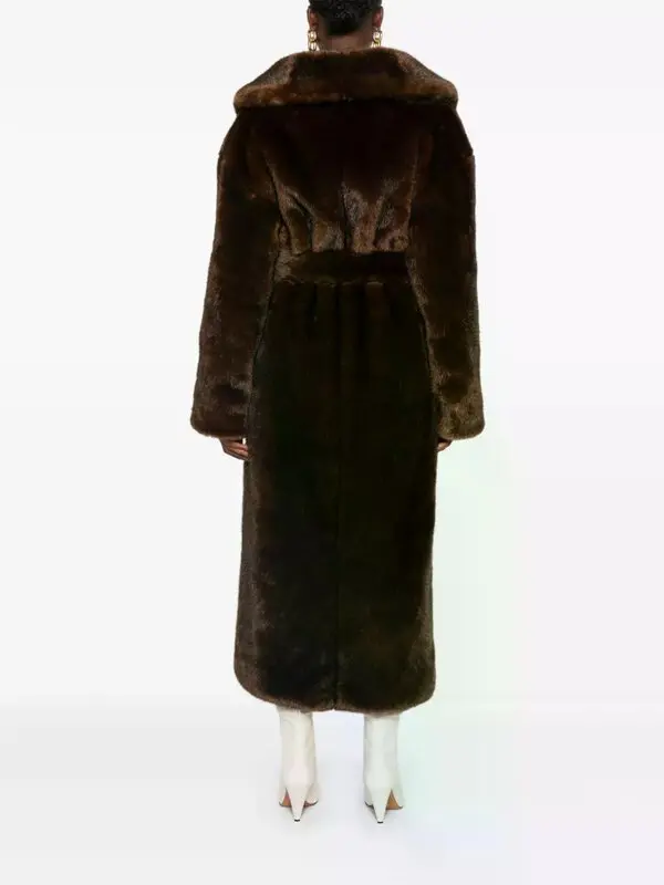 Nanushka Shawl-collar Belted Faux Fur Coat