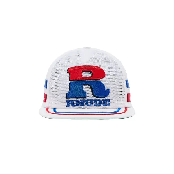 Rhude Split Petrol Logo Trucker Hat - White