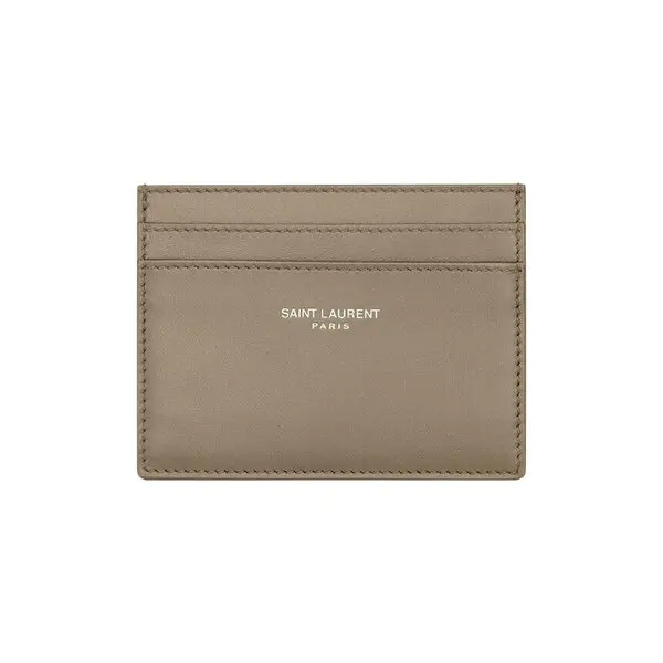 Saint Laurent Paris Card Case Mono 'plaza Taupe - Brown