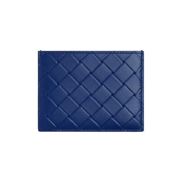 Bottega Veneta Intrecciato Stamp Credit Card Case Royal/silver - Blue
