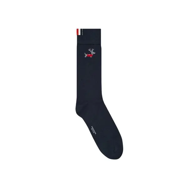 Thom Browne Holiday Reindeer And Snowflake Mid-cuff Socks - Blue