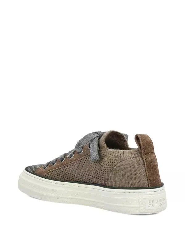 Brunello Cucinelli Knitted Lace-up Sneakers - Brown