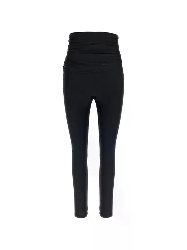 Andamane Shiny Draped Leggings - Black